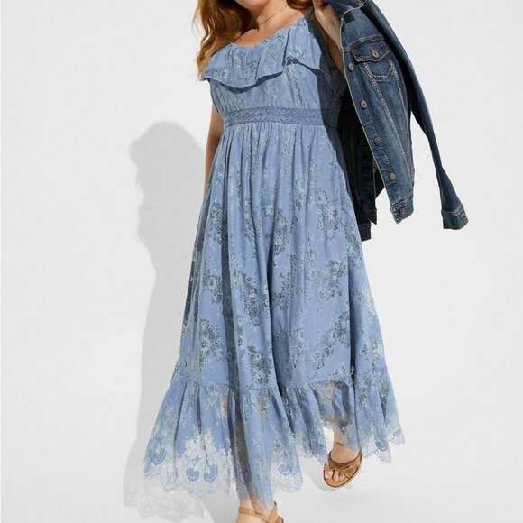 torrid | Dresses | Torrid Goth Boho Romantic Maxi Two Tone Blue Lace ...